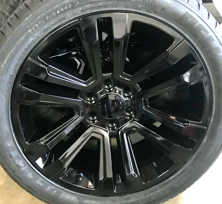 22" 6 Spoke Split 5822 Gloss Black Replica Wheels Rims for GMC Yukon XL ...