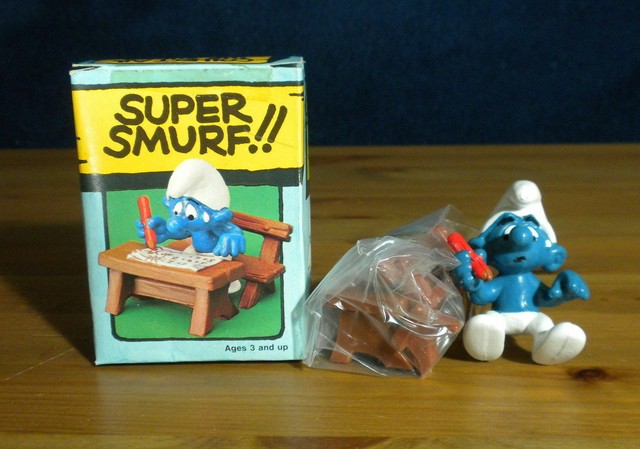 Smurfs 40220 School Desk Smurf Student W Berrie Vintage Figure 80s PVC ...