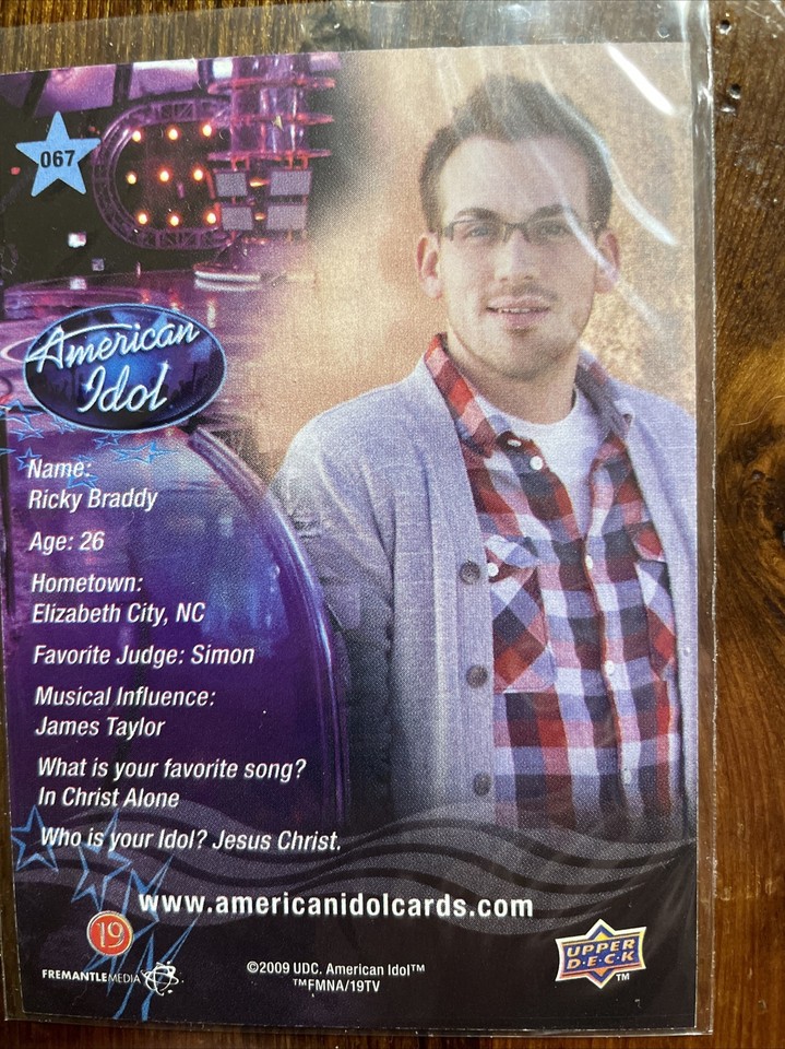 2009 Upper Deck American Idol Season 8 Ricky Braddy #067 | eBay