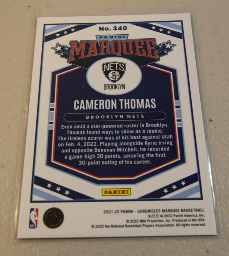 2021-22 Panini Chronicles Marquee Pink Cameron Thomas #340 Rookie RC | eBay