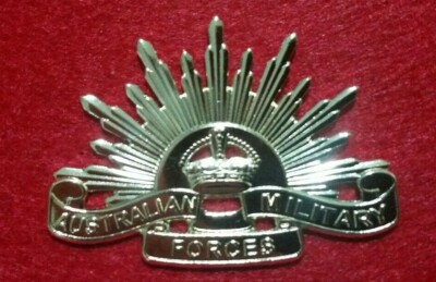 RISING SUN HAT BADGE - 1949-53 AUSTRALIAN ARMY KINGS CROWN AMF ...