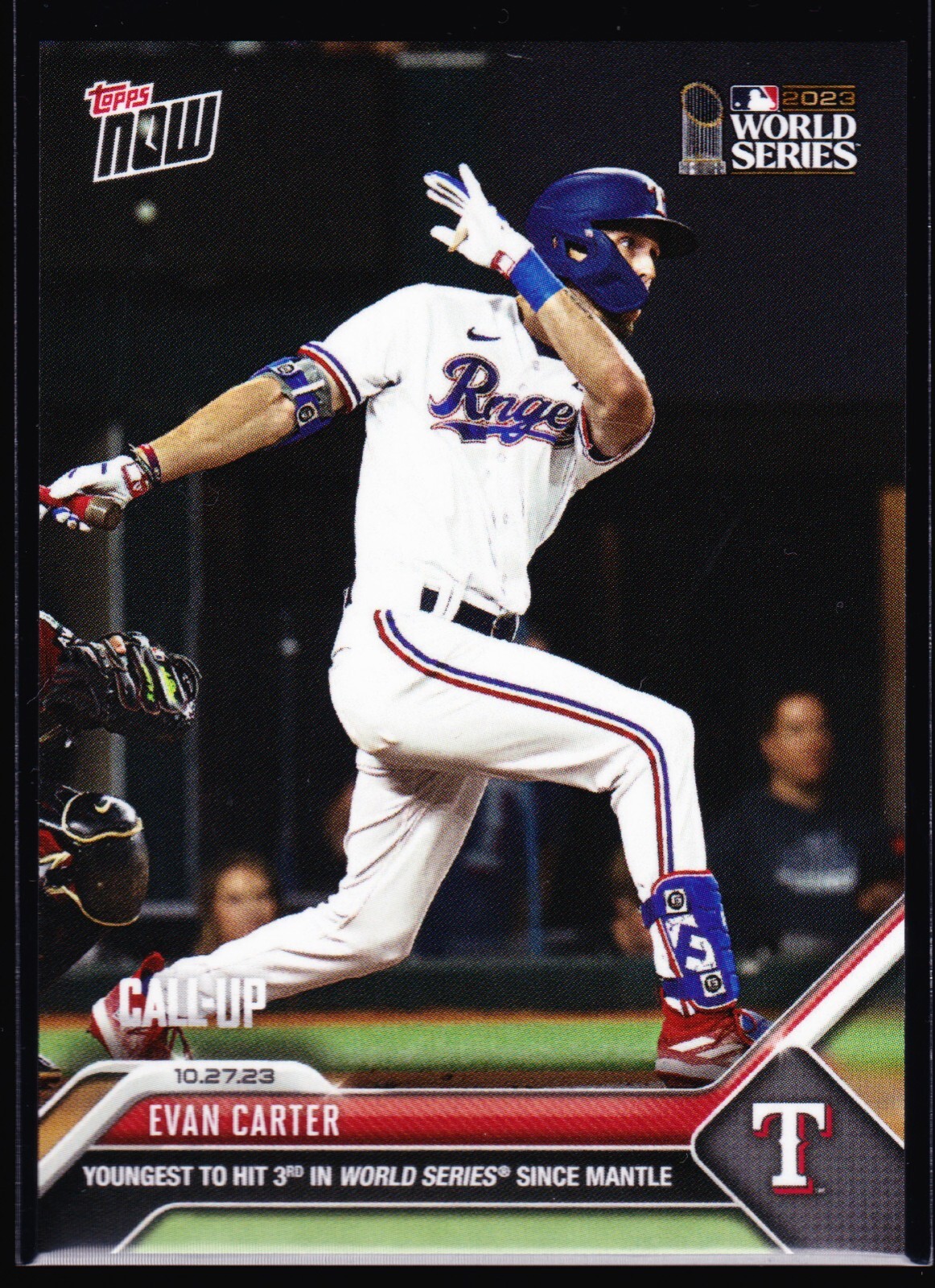 Evan Carter Rangers Youngest to Hit 3rd Since Mickey Mantle 2023 Topps ...