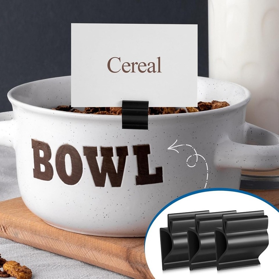 10X(50 Pcs Black Sign Clip Food Tray Label Holder Plastic Buffet Food ...