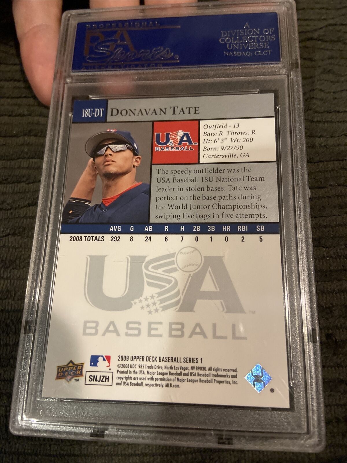 2009 UD USA Baseball Donovan Tate 18 National Team Psa 10 Pop 1 Of 2 ...