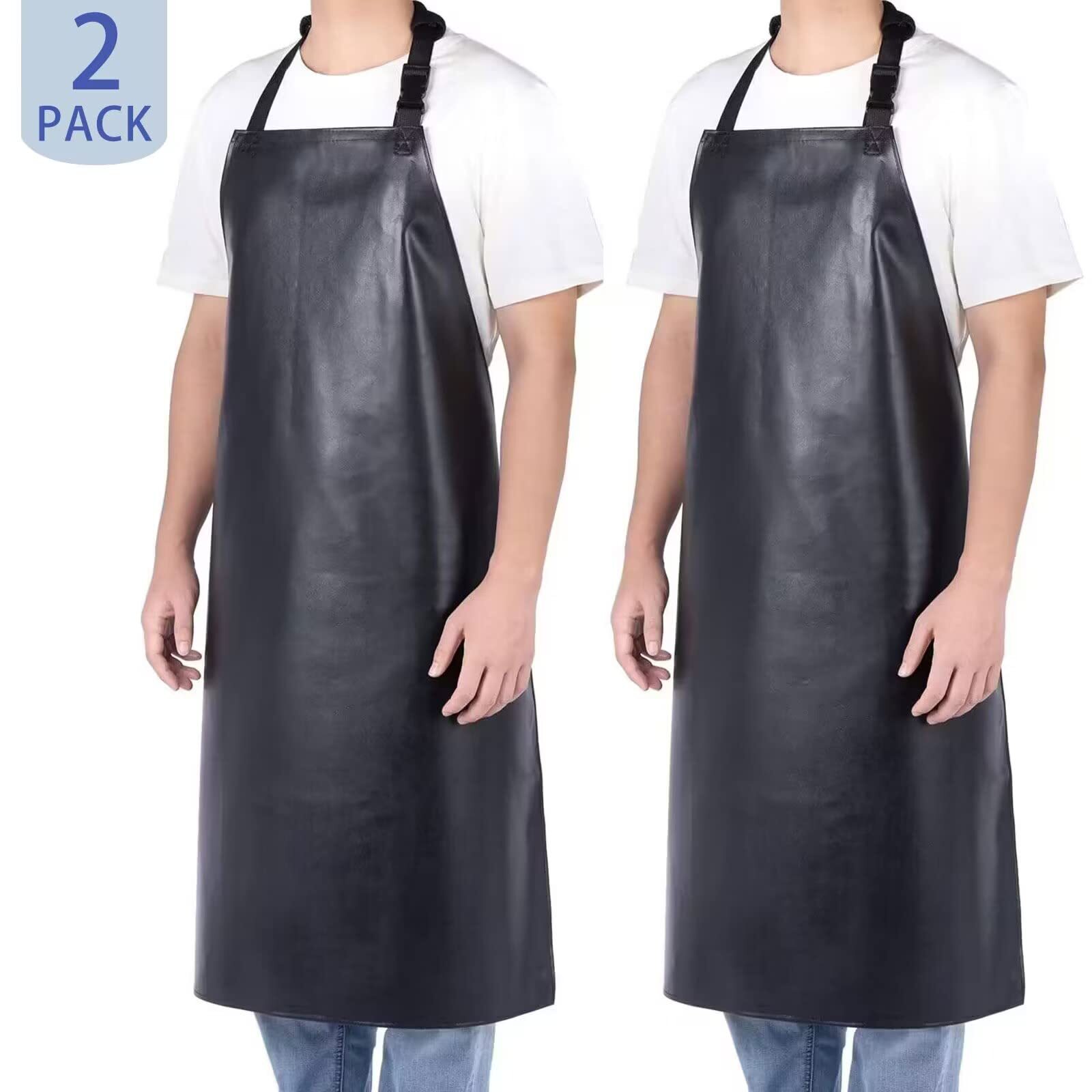 Homsolver 2 Pack Waterproof Rubber Aprons Heavy Duty Butcher Aprons for ...