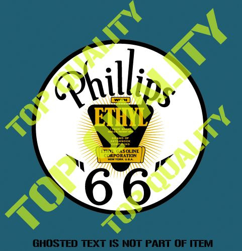 PHILLIPS 66 GASOLINE Decal Sticker Vintage Americana Hot Rod Rat Rod ...