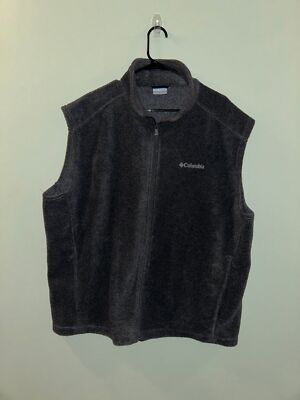 Columbia Fleece Vest Mens Black 2XLT Full Zip Sleeveless Vest Sweater ...