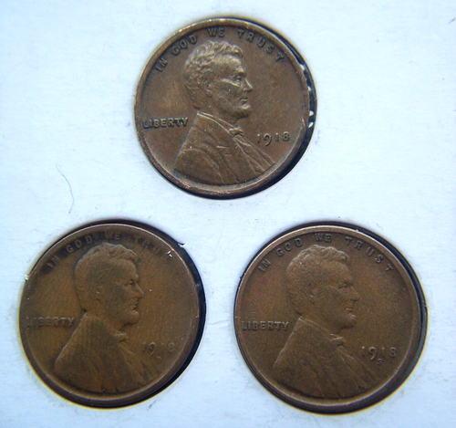 1918 P-D-S LINCOLN BROWN WHEAT CENTS SET OF 3 FREE SHIPPING | eBay
