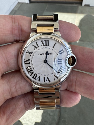 Cartier Ballon Blue 18k & Stainless Watch 3005 Medium W69008Z3 Box 36mm ...