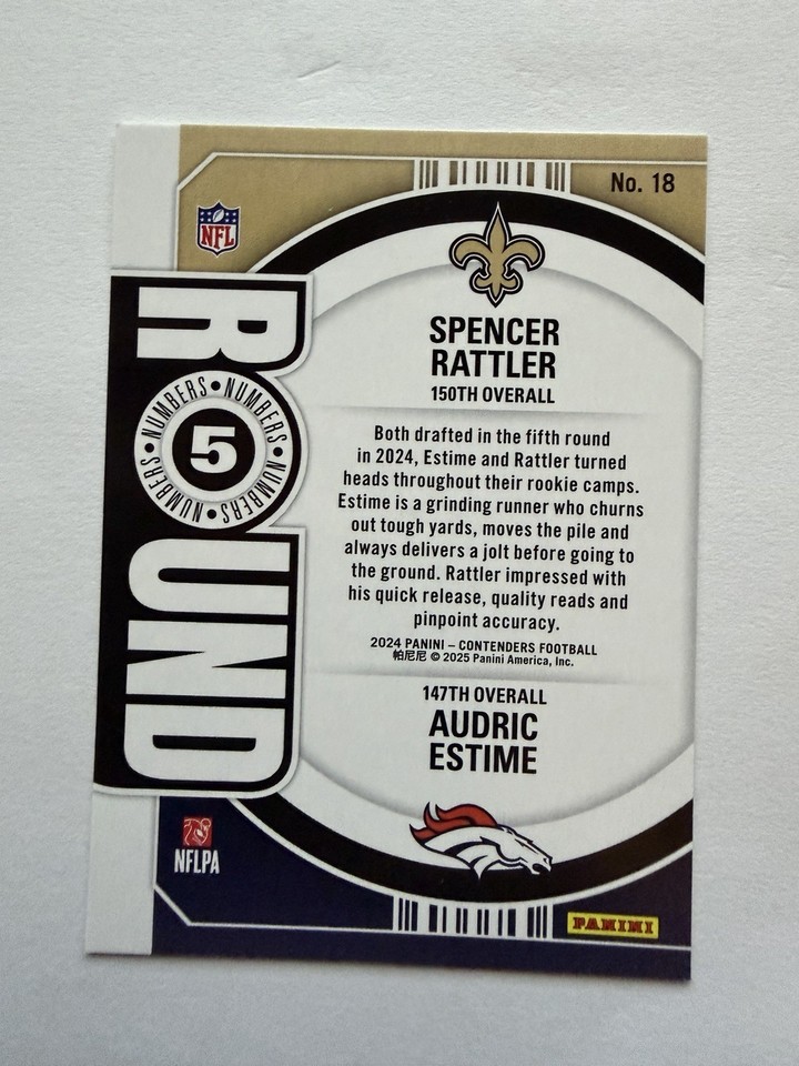 2024 Panini Contenders - Round Numbers Spencer Rattler, Audric Estime ...