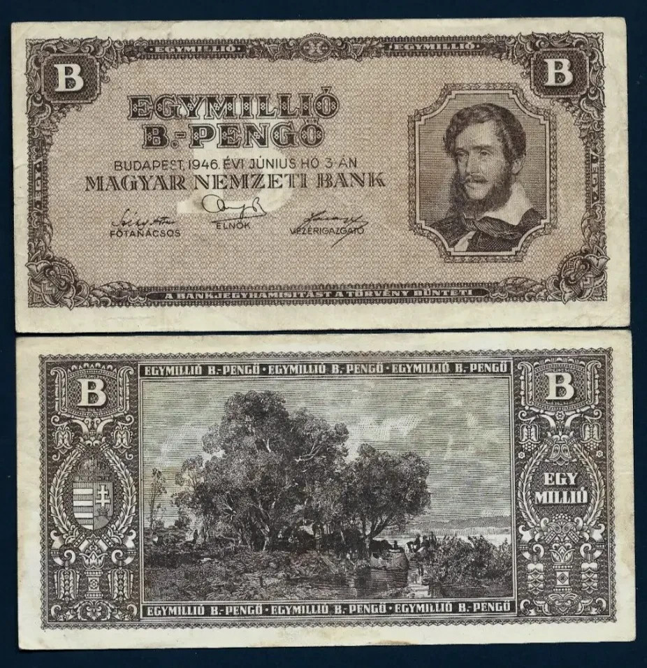 Hungary 1 Million B.- Pengo Rare 1000000000000000000 P-134 1946 ...