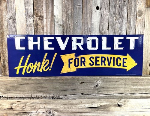 Chevrolet Chevy Honk For Service 24" Metal Sign Garage Vintage Man Cave ...