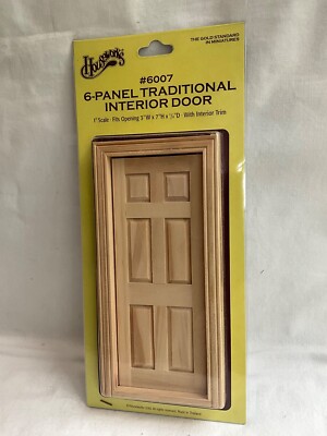 Houseworks Miniature Dollhouse 6- Panel Traditional Interior Wood Door ...