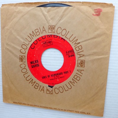 MILES DAVIS strong vg+ vinyl cond. 45 GIRLS OF KILIMANJARO 3:06 / pt 2 ...