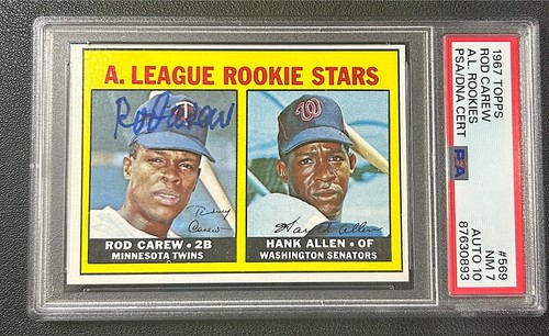 ROD CAREW PSA 7 1967 TOPPS #569 ROOKIE AL A.L. ROOKIES 10 AUTOGRAPH ...