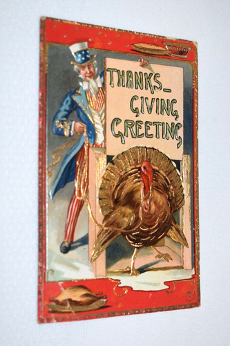 Thanksgiving Greetings Postcard Turkey Uncle Sam Pie Made in Germany | eBay