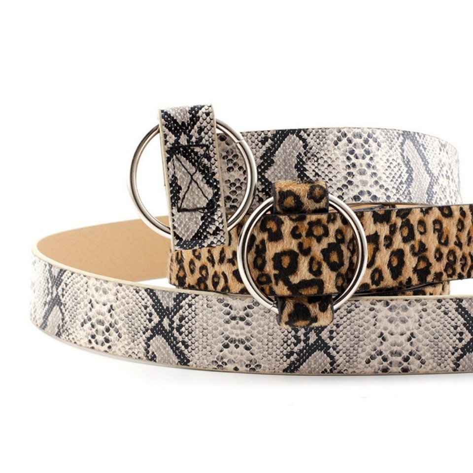 New round buckle casual women's belt.Fashion leopard print/zebra print ...
