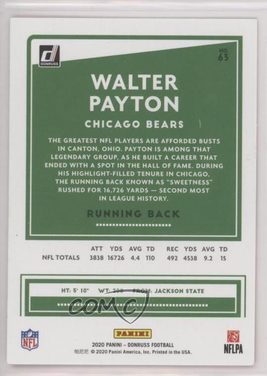 2020 Panini Donruss Press Proof Red Walter Payton #63 HOF 07f1 | eBay