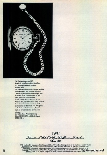 IWC-TASCHENUHR-1981-Reklame-Werbung-genuine Advert-La publicité-nl ...