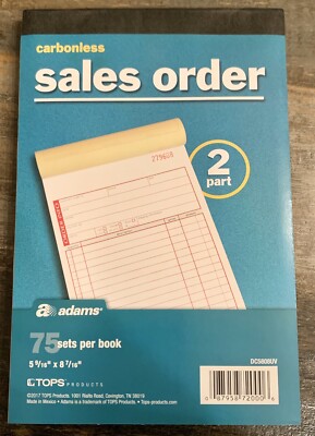 Forms & Record Keeping - Adams Sales Order Book