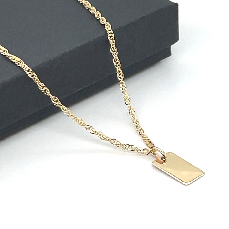 9ct Yellow Gold Plain Dog Tag Pendant Only Free Engraving 375 Stamp ...
