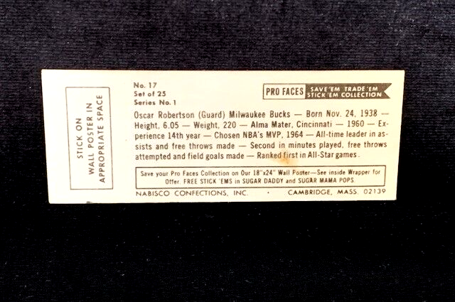 1973-74 SUGAR DADDY PRO FACES #17 OSCAR ROBERTSON (HOF) Basketball ...