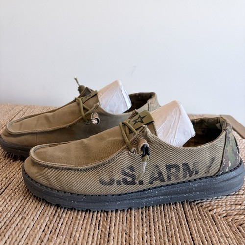 NEW Hey Dude Wendy US Army Camo camouflage print Casual Slip On Shoe Sz ...