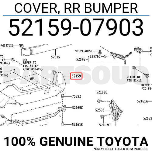 5215907903 Genuine Toyota COVER, RR BUMPER 52159-07903 | eBay
