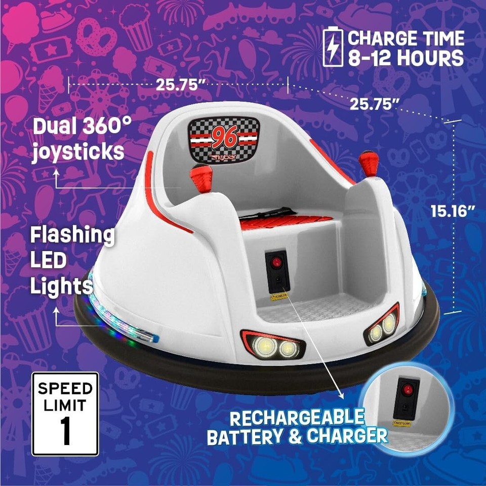 Flybar FunPark 6V Bumper Car for Kids Toddlers Electric Ride On Toys ...