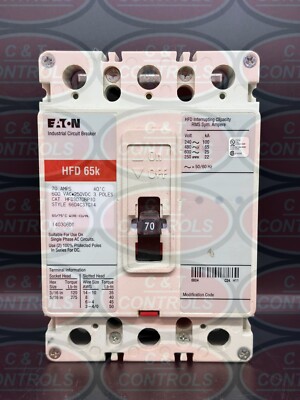 Eaton HFD3070 3P 70A 65kA Circuit Breaker USA Stock | eBay