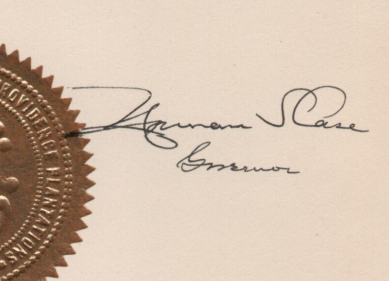 Rhode Island Governor Norman S. Case SIGNED 1931 card with an embossed ...