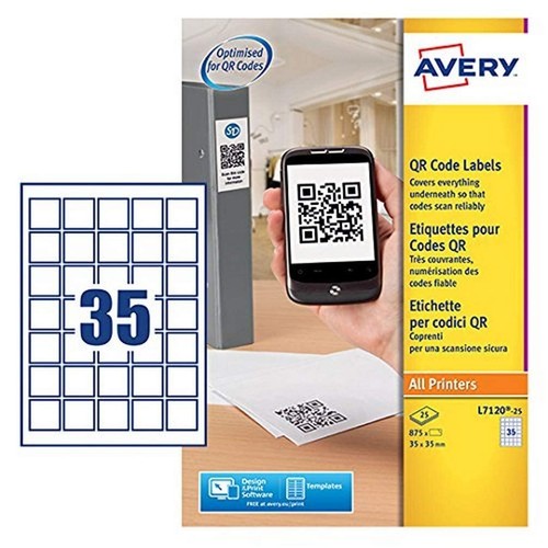 Avery Self-Adhesive Square Product/QR Code Labels, 35 Labels Per A4 ...