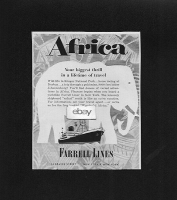 FARRELL LINES CRUISE TO SOUTH AFRICA YOUR BIGGEST THRILL KRUGER PARK AD ...