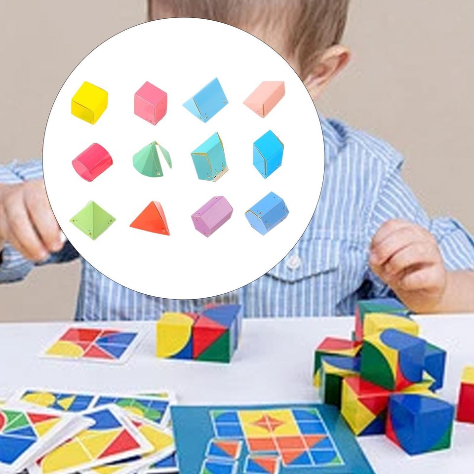 12 Pieces Geometric Shapes 3D Shapes for Teaching Brain Teaser Toys ...