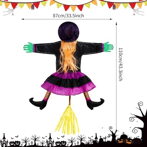 Solar Witch Outdoor Halloween Decorations, Large Crashing Witch Orange ...
