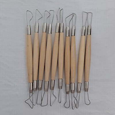 Pottery Tools Craft Metal Shaping Set 10 Piece Wooden Handle | eBay