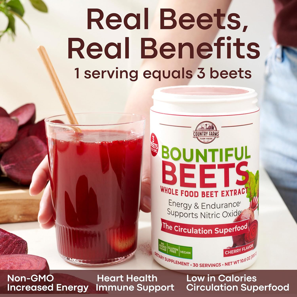 Country Farms Bountiful Beets Powder 30 Servings Cherry Flavor ...