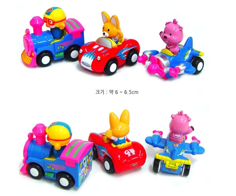 Pororo Friends Little Train Plane Pull Back Mini Car 3 pcs Set Eddy ...