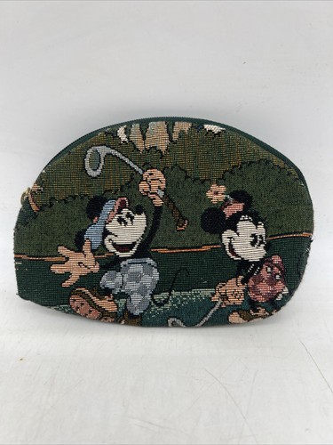 Vtg Tapestry Mickey and Minnie Mouse Golf Cosmetic Bag Walt Disney ...