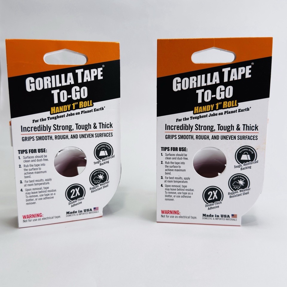 Gorilla Tape Mini Duct Tape To-Go Roll 1" X 10 Yd Travel Size Black ...