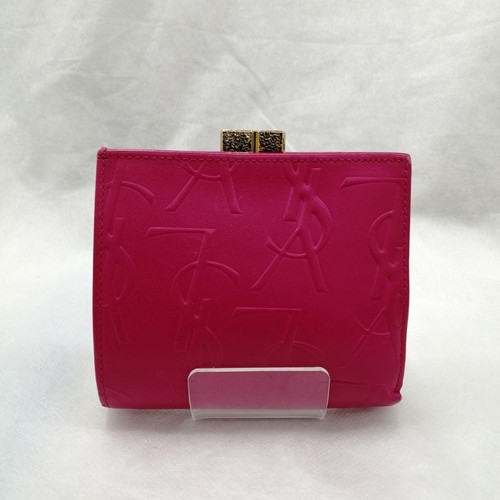 YSL Logo Bi Fold Wallet Model Pink Yves Saint Laurent | eBay