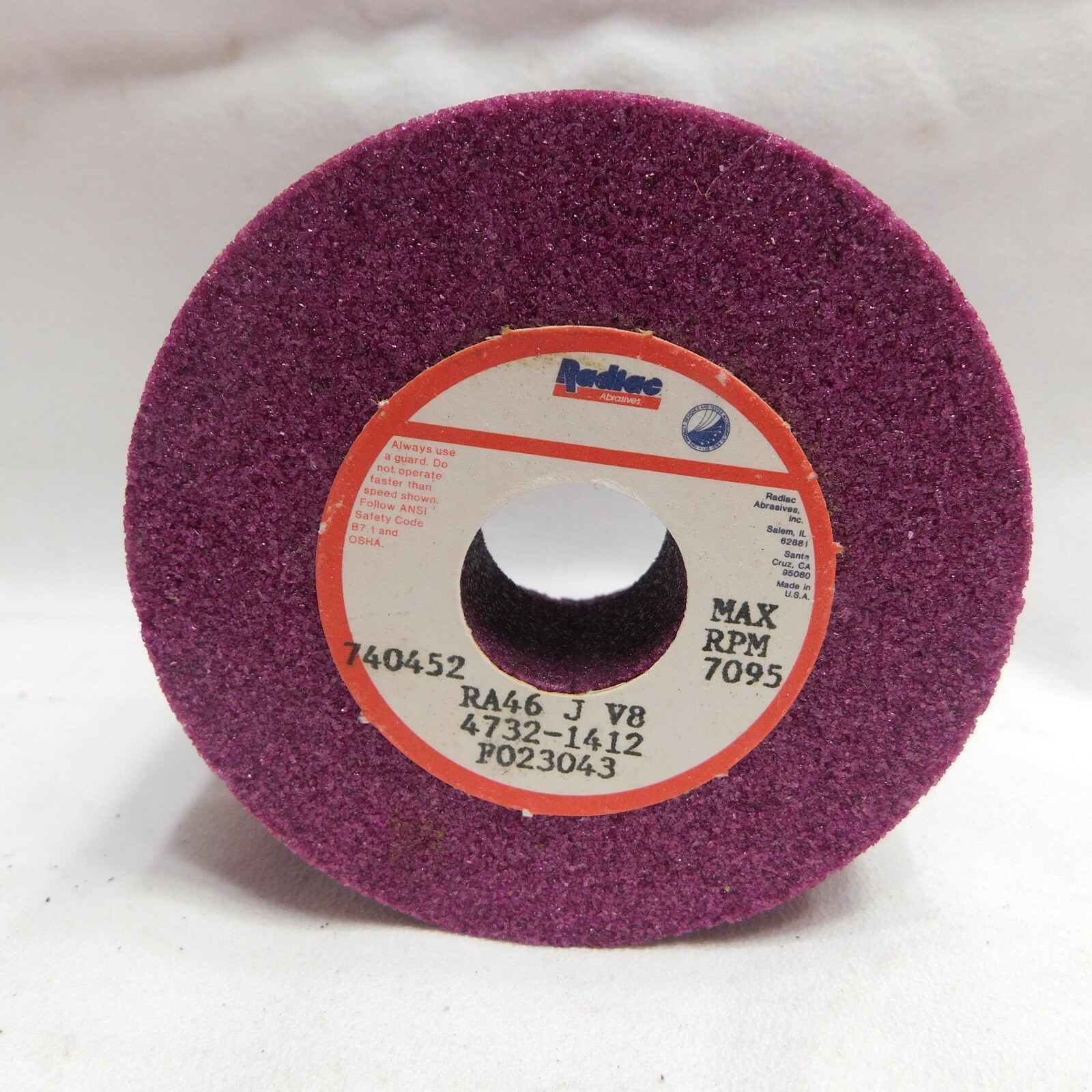 Radiac Abrasives 3-1/2 X 1-3/4 X 3/4 Grinding Wheel RA46 Max RPM's 7095 ...
