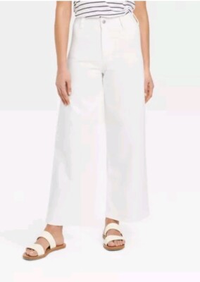 Women’s High Rise Sailor Wide Leg Ankle Jeans - Universal Thread White ...