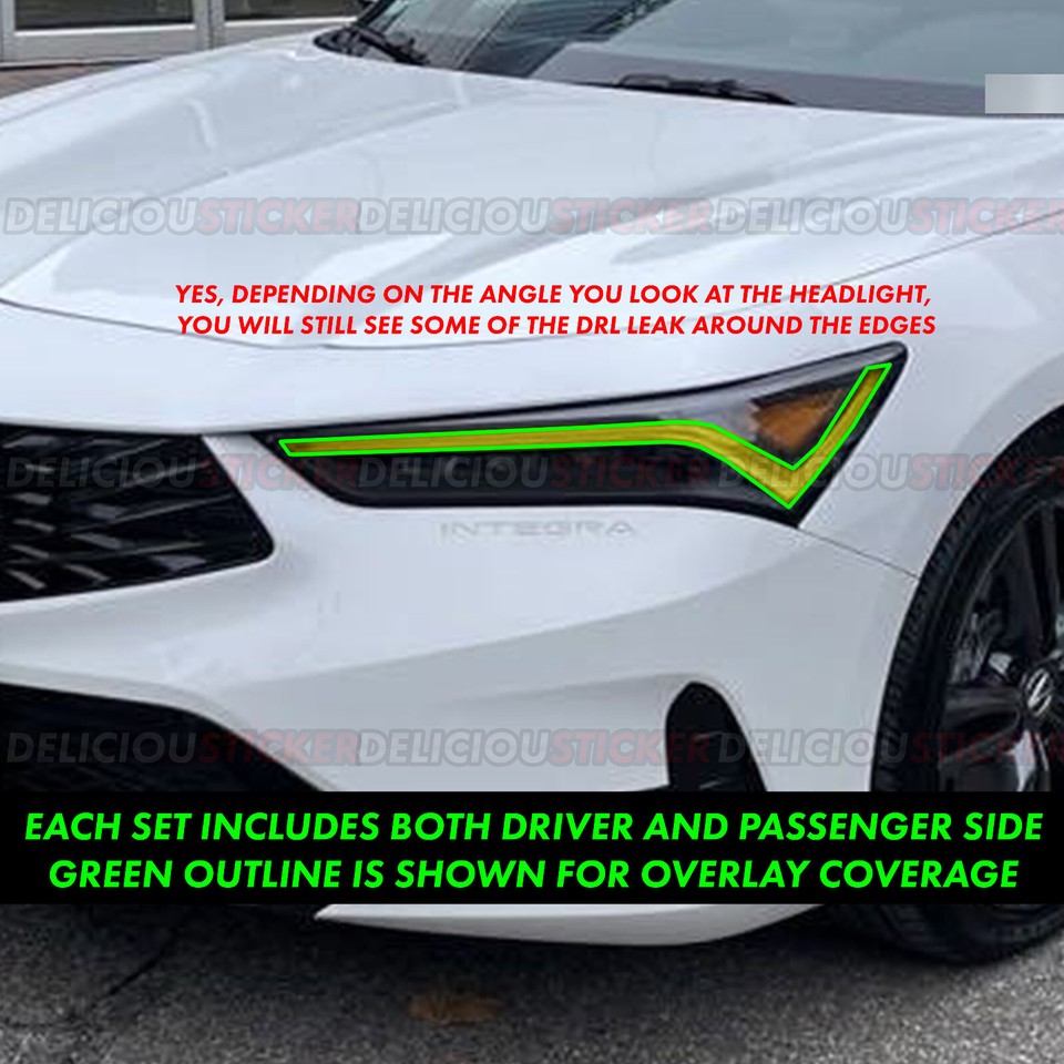 Fits 2023-2025 Acura Integra Yellow DRL Headlight Decals Overlays Vinyl ...