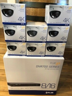 Flir N253V8 8MP Vandal-Resistant Dome Camera/Flir DNR7086 8-Channel 6TB ...