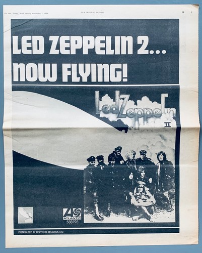 LED ZEPPELIN 1969 vintage UK POSTER ADVERT II Second Album ATLANTIC 588 ...