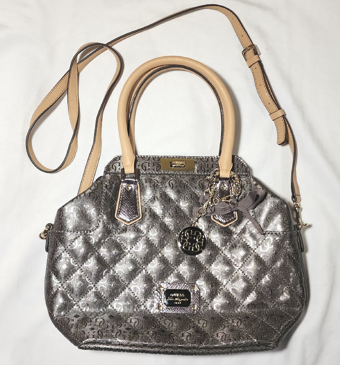 Guess Purse Bag Los Angeles Signature G Logo Dark Sil… - Gem