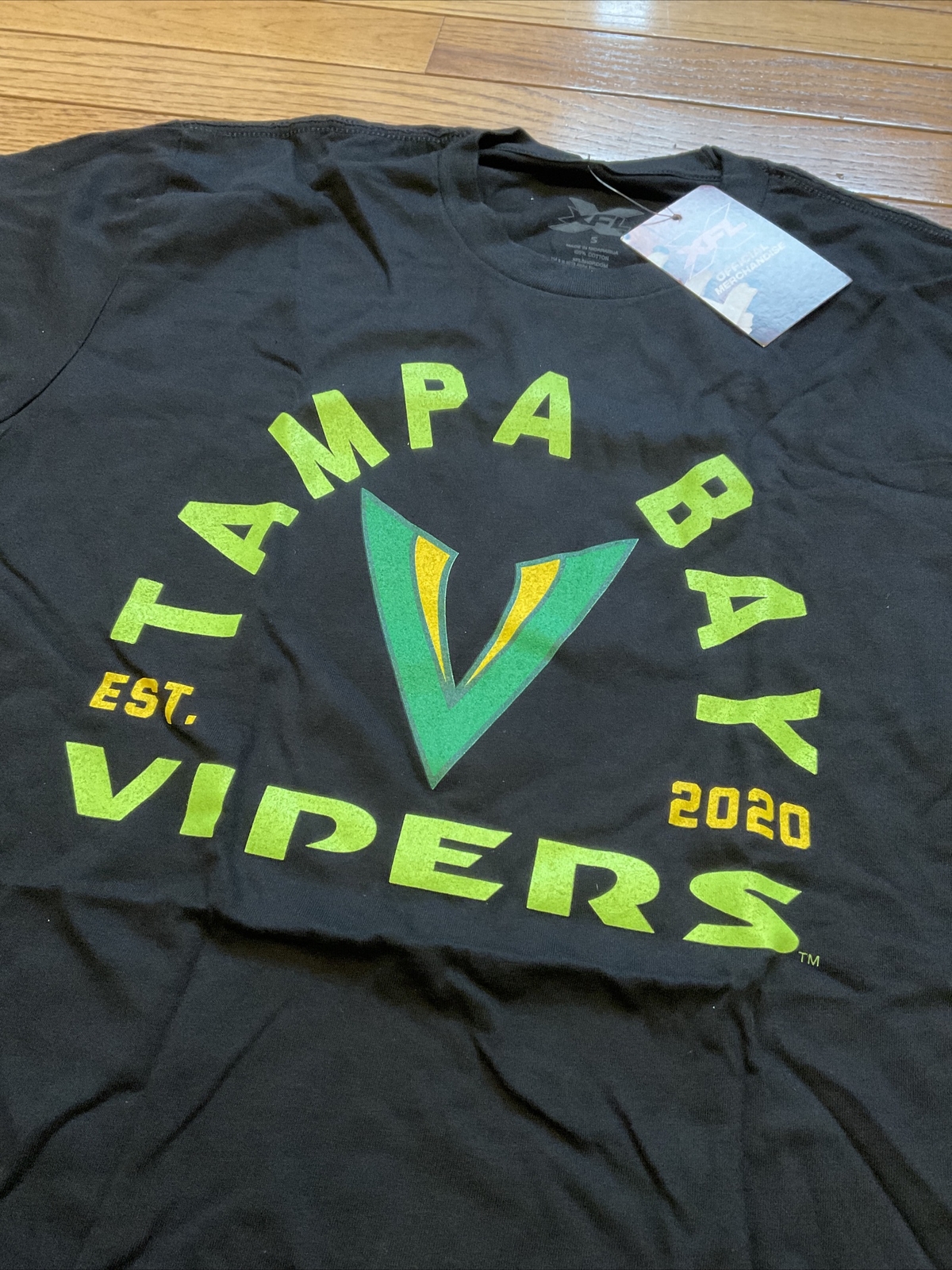 XFL Tampa Bay Vipers Green Logo Black T-Shirt Mens Small NWT New ...