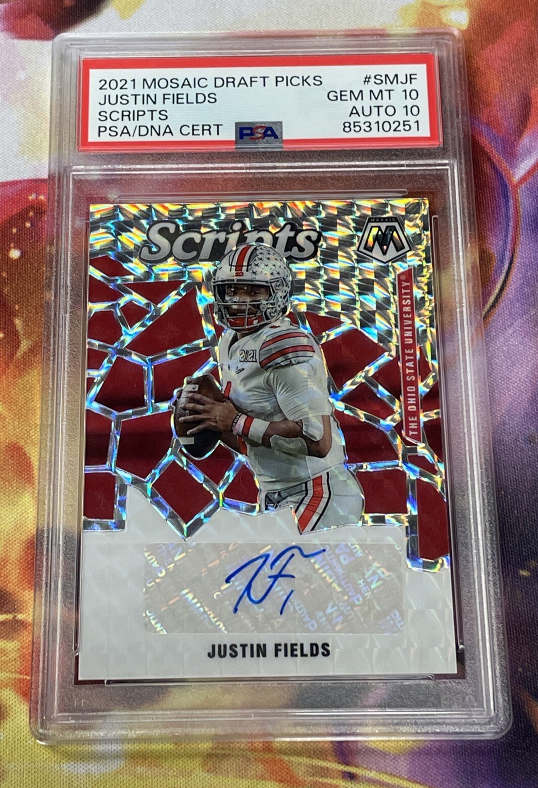 Justin Fields Autographed Signed 2021 Panini Mosaic Draft Picks Scripts ...