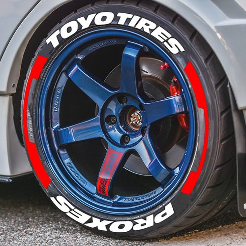 TOYO TIRES PROXES + Red Stripes Tire Lettering Sticker 1.20'' 15''-24 ...